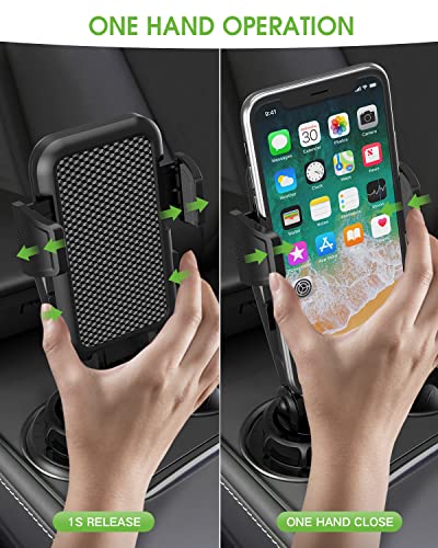 [Upgraded] Cup Phone Holder for Car, EOCAHO Universal [No Shaking] Cup Holder Phone Mount with Expandable Base for Car Truck, Adjustable Cell Phone Holder Car,Compatible with iPhone Samsung All Phones
