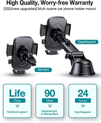 YRU [Super Stable] Phone Holder Car [Upgraded 80 Lb Suction Cup] Thick Case Friendly, Heavy Duty Mobile Car Cell Phone Holder Mount for Dashboard Vent Windshield iPhone 14 Pro Max 13 12 11 Galaxy S22