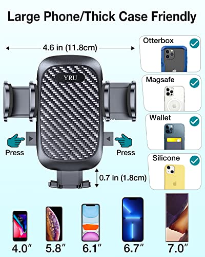 YRU [Super Stable] Phone Holder Car [Upgraded 80 Lb Suction Cup] Thick Case Friendly, Heavy Duty Mobile Car Cell Phone Holder Mount for Dashboard Vent Windshield iPhone 14 Pro Max 13 12 11 Galaxy S22