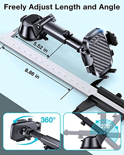 YRU [Super Stable] Phone Holder Car [Upgraded 80 Lb Suction Cup] Thick Case Friendly, Heavy Duty Mobile Car Cell Phone Holder Mount for Dashboard Vent Windshield iPhone 14 Pro Max 13 12 11 Galaxy S22