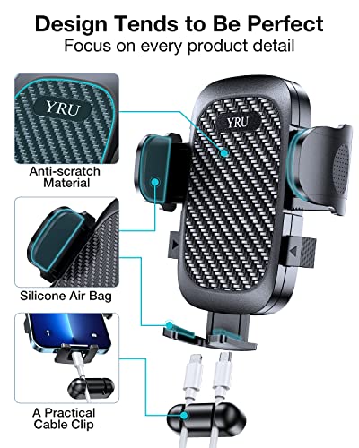 YRU [Super Stable] Phone Holder Car [Upgraded 80 Lb Suction Cup] Thick Case Friendly, Heavy Duty Mobile Car Cell Phone Holder Mount for Dashboard Vent Windshield iPhone 14 Pro Max 13 12 11 Galaxy S22