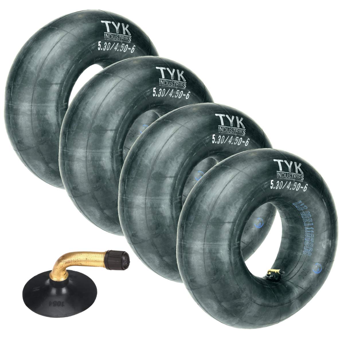 (4-Pack) 145/70-6 Go Kart Tire Inner Tubes, 5.30-4.50-6 Replacement Tubes for Go Kart and Small ATV with TR87 Bent Metal Valve Stems
