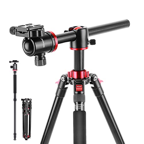 NEEWER Camera Tripod Monopod with Rotatable Center Column for Panoramic Shooting, Aluminum Alloy 75"/191cm, 360° Ball Head, 1/4" Arca Type QR Plate for DSLR Camera Video Camcorder up to 26.5lb/12kg