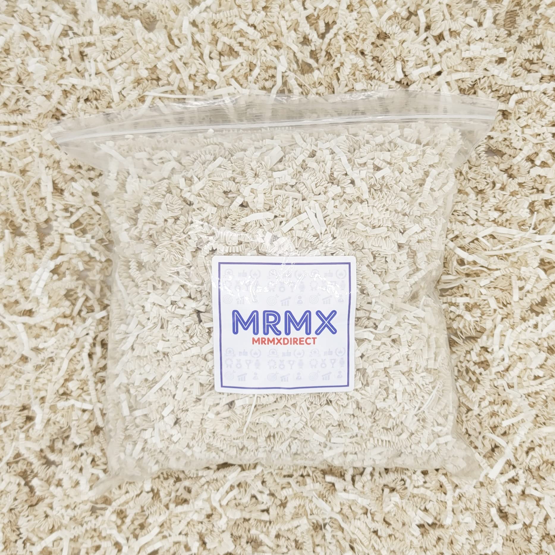 MRMX (1/2 lb) 8oz Crinkle Cut Paper Shred Fillers in Zip Lock Bag for Gift Baskets, Bags, Boxes. Make Gifts Look Pretty! IVORY