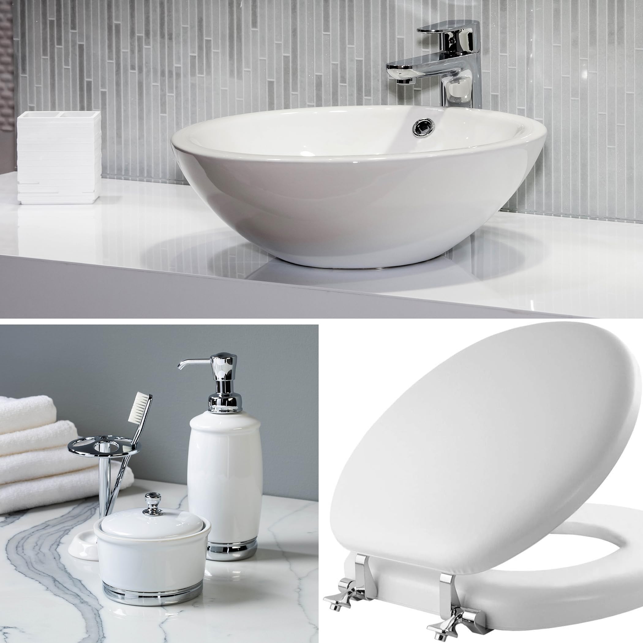 Mayfair 1815CP 000 Soft Toilet Seat with Premium Chrome Hinges that will Never Loosen, ELONGATED, White