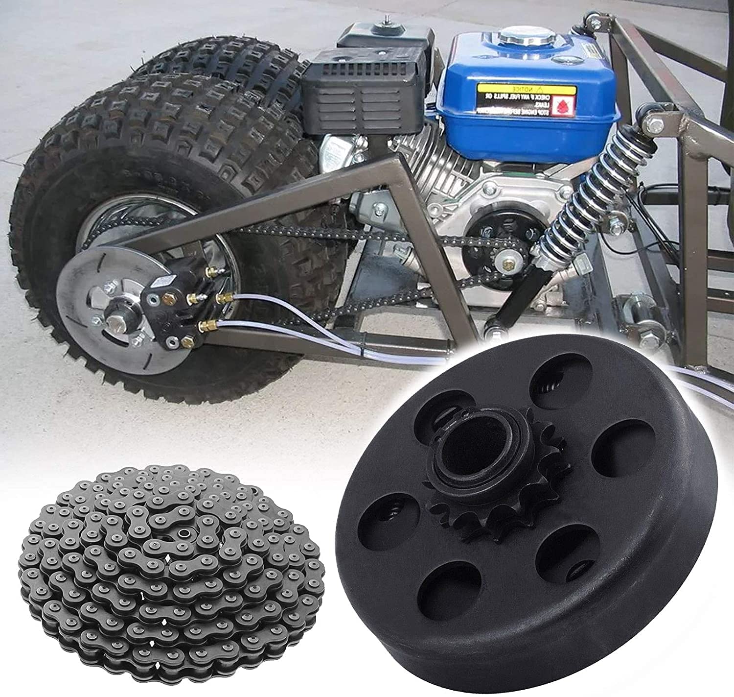 Go Kart Clutch 3/4" Bore 10T with #40 41 420 Chain for Go Kart Minibike Yerf-Dog karts with Tecumseh