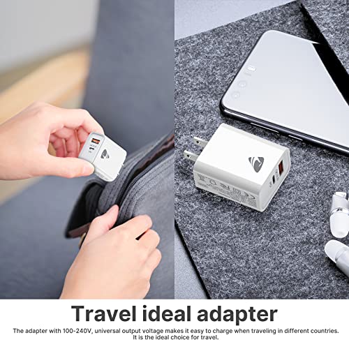 2Pack USB C Wall Charger Block,Aioneus 20W Dual Port Fast Charging Block,Power Delivery + QC3.0 Wall Plug USB C Charger Block for iPhone 14 13 12 Pro Max Mini 11 XR XS X 8, iPad, Samsung, Tablet