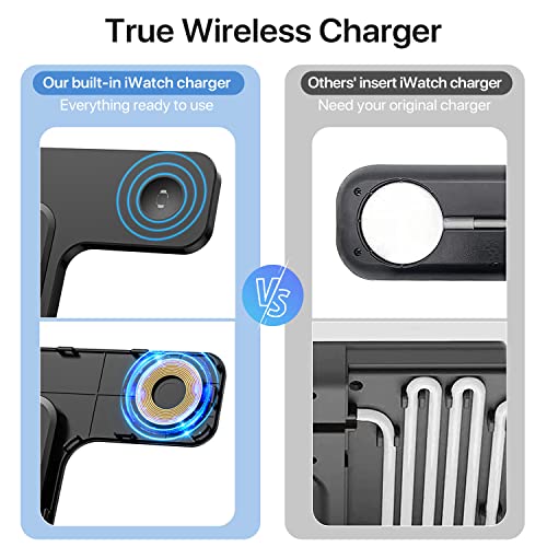 Wireless Charger, Charging Station 3 in 1, Fast Wireless Charger Stand for iPhone 14/13/12/11/Pro/Max/Plus/XS/XR/X/8, Apple Watch 8/7/6/5/4/3/2/SE & AirPods(Black)