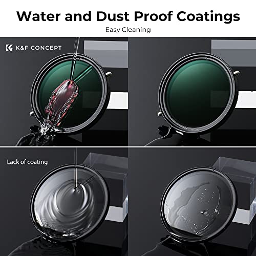 K&F Concept 67mm Variable Fader ND2-ND32 ND Filter and CPL Circular Polarizing Filter 2 in 1 for Camera Lens No X Spot Waterproof Scratch Resistant (Nano-X Series)