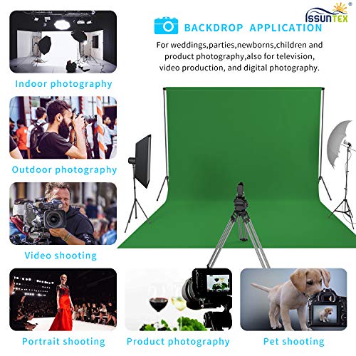 ISSUNTEX 10X20 ft Background Muslin Backdrop, Photo Studio, Collapsible High Density Screen for Video Photography and Television-Green