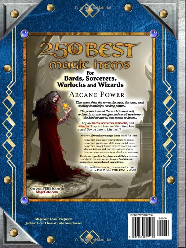 250 Best Magic Items for Bards, Sorcerers, Warlocks, and Wizards: For Fifth Edition Players and GMs (250 Best Magic Items for 5th Edition (5e))