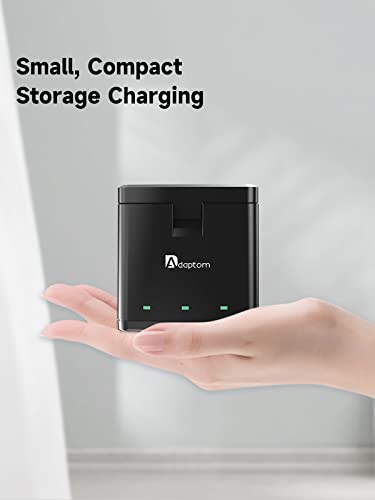 Adaptom Hero 10 Battery 3-Pack, 3-Channel USB Storage Quick Charger for gopro Hero 10 9 Battery, Fully Compatible with Gopro Hero 10 Gopro Hero 9 Black Official