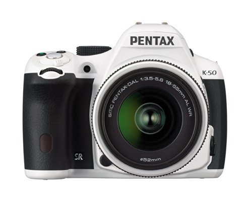 Pentax K-50 16MP Digital SLR Camera Kit with DA L 18-55mm WR f3.5-5.6 and 50-200mm WR Lenses (White)