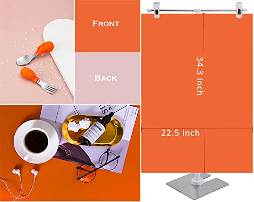 Exzycke 7PCS 14Patterns Photography Background Paper with Stand, 34x23in Double-Sided Photo Tabletop Backdrops Props for Food Jewelry Cosmetics Makeup (Black Purple Orange)