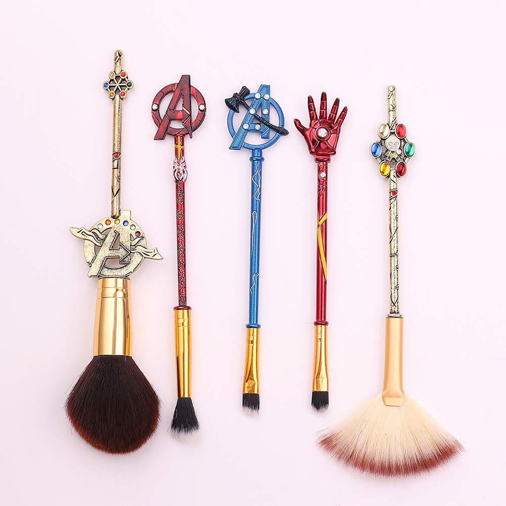 Makeup Brush 7pcs Set With Pouch, Magical Girl Platinum Gold Cardcaptor Sakura Cosmetic Brushes With Cute Pink Bag (Creative Marvel)