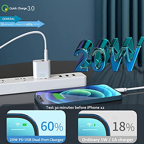 USB C Wall Charger Block, 20W Fast Speed Charging Box with Micro Plug Cube for Apple Watch Se Series 8 7, New iPhone 12 13 14 Pro/Pro Max, XR/XS/SE, AirPod iWatch iPad Pro/Air/Mini, Pixel 6 6a Phones