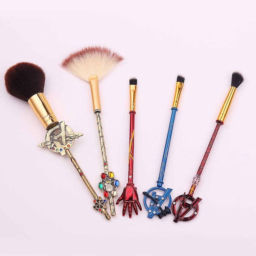 Makeup Brush 7pcs Set With Pouch, Magical Girl Platinum Gold Cardcaptor Sakura Cosmetic Brushes With Cute Pink Bag (Creative Marvel)