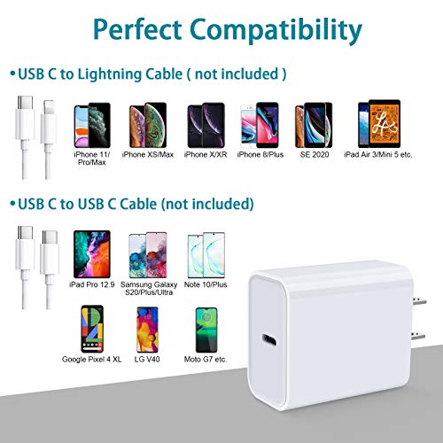 Fast USB C Wall Charger,20W PD Power Adapter Charging Block Compatible with iPhone 14 13 12 11 Pro Max,SE/X/XS,iPad Pro,Samsung Galaxy S20 S10 S9 A01 A11 A21 A51 A71 A20 A50 Note 20,Pixel 5 4a 3a 2 XL