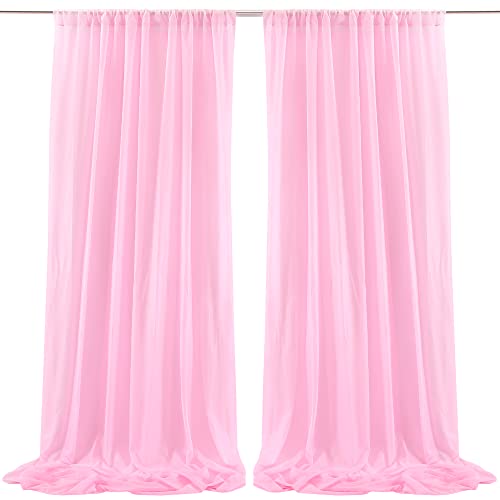 Wish Care 10ft x 10ft Pink Chiffon Sheer Backdrop Curtains, Wrinkle-Free Draping Fabric Wedding Arch Drapes for Party Ceremony Stage Decoration