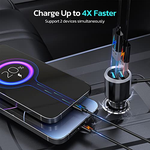Bluetooth FM Transmitter for Car, Bluetooth 5.0 Wireless Car Adapter with QC3.0 & 5V/2.4A Dual Charging Port, Easy Attached to Air Vent, Hands Free Car Kit, Music Player (TB27), Black1