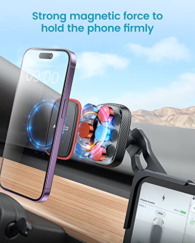 APPS2Car Magnetic Phone Mount for Tesla 3/Y, Tesla Phone Mount 【Flip Cover Design】【Double 3M Adhesive Pad】, Tesla Model 3/Y Accessories Strong Magnet Compatible with iPhone 14/13/12/Samsung All Phones