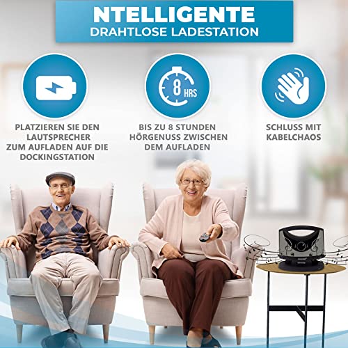 SEREONIC Portable Wireless TV Speakers for Smart TV - Ideal for TV Watching Without The Blaring Volume - Wireless Speakers for TV Designed for Hard of Hearing, Elderly, and Seniors - 100ft Range