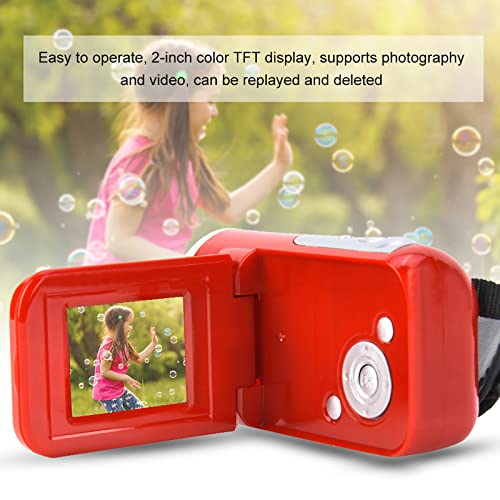 Kids Digital Camera, 2-inch Color TFT Display Digital Video Camera, Portable Children Kids 16X HD Camera, Best Gift for Children(red)