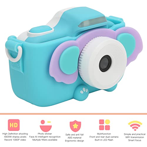 Shanrya Kids Digital Camera, 1080p Digital Children Camera 48MP Dual Camera 1000mAh Rechargeable Anti Fall for Gifts