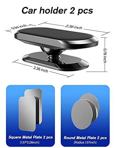obdowuge 【2 Pack】 Magnetic Phone Holder for Car[8 x Upgrade Magnet] Phone Mount for Car,Car Phone Holder Mount 360 Adjustable, Dashboard Car Mount Fits Samsung iPhone etc All Smartphones