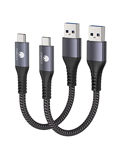 CONMDEX Type C Charger 10Gbps, (2-Pack, 1ft) USB 3.1 Gen 2 Android Auto USB C Cable, 3A Fast Charging Short Cord for Samsung Galaxy S10 S9 Plus Note 10 9, LG V30 V20 G6 G5, Google Pixel, Moto G Z2