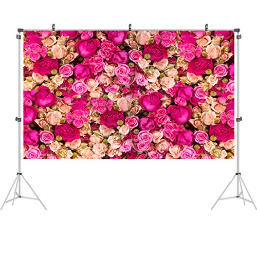 5x3ft Pink Red Rose Flowers Photography Backdrop Valentine's Day Photo Background Baby Shower Wedding Happy Birthday Decoration Mother's Day Backdrop Blossoms Roses Wall Art for Photo Booth Props