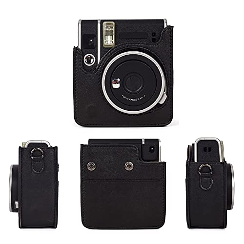 Phetium Instant Camera Case Compatible with Instax Mini 40,PU Leather Bag with Pocket and Adjustable Shoulder Strap (Black)