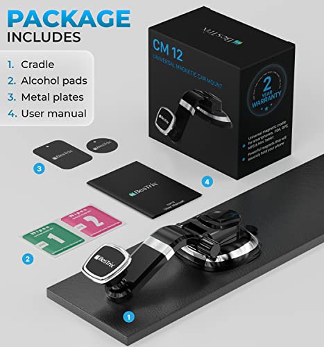 Bestrix Phone Holder for Car, Magnetic Car Phone Mount | Dashboard Cell Phone Car Phone Holder Compatible with iPhone 12 11 Pro,Xr,Xs,XS MAX,XR,X, Galaxy S20 Note 20 Ultra & All Smartphones