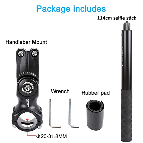 Third Person Perspective Handlebar Mount +114CM Invisible Selfie Stick for Bike Motorcycle Ride Tracking Shooting for Insta360 ONE X3,X2,X,RS,R 360 Camera