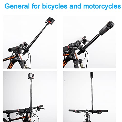 Third Person Perspective Handlebar Mount +114CM Invisible Selfie Stick for Bike Motorcycle Ride Tracking Shooting for Insta360 ONE X3,X2,X,RS,R 360 Camera