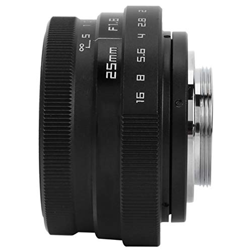 25Mm F1.8 Lens, CCTV C Mount Wide Angle Lens, 2.36 * 2.36 * 1.26 Black for Sony Nex Camera Indoor(Black)