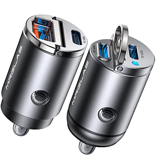 90W USB C Car Charger,2-Pack Super Mini Metal USB C Car Charger Fast Charging Adapter [PD+QC]&[Dual PD],MRGLAS Car Cigarette Lighter USB Charger Compatible with iPhone 14 13 Pro Max, iPad, Samsung
