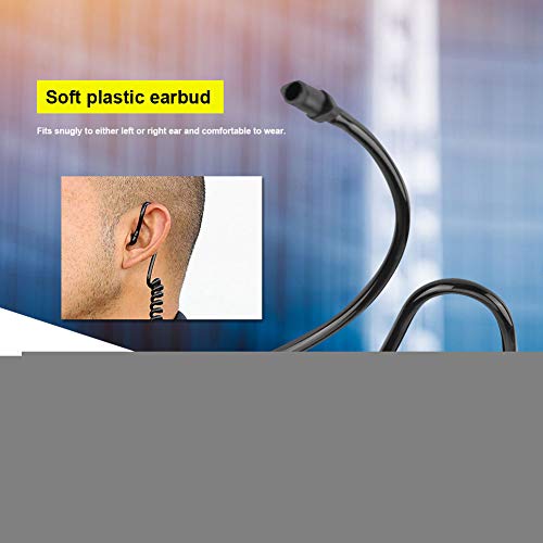 Zerone Coiled Acoustic Tube Replacement for Two-Way Radio Audio Kits Headset Walkie Talkie Earpiece Packed of 5 Pieces with Ear Tips-Black