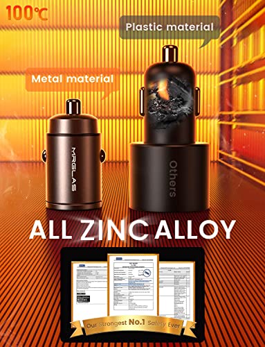 90W USB C Car Charger,2-Pack Super Mini Metal USB C Car Charger Fast Charging Adapter [PD+QC]&[Dual PD],MRGLAS Car Cigarette Lighter USB Charger Compatible with iPhone 14 13 Pro Max, iPad, Samsung