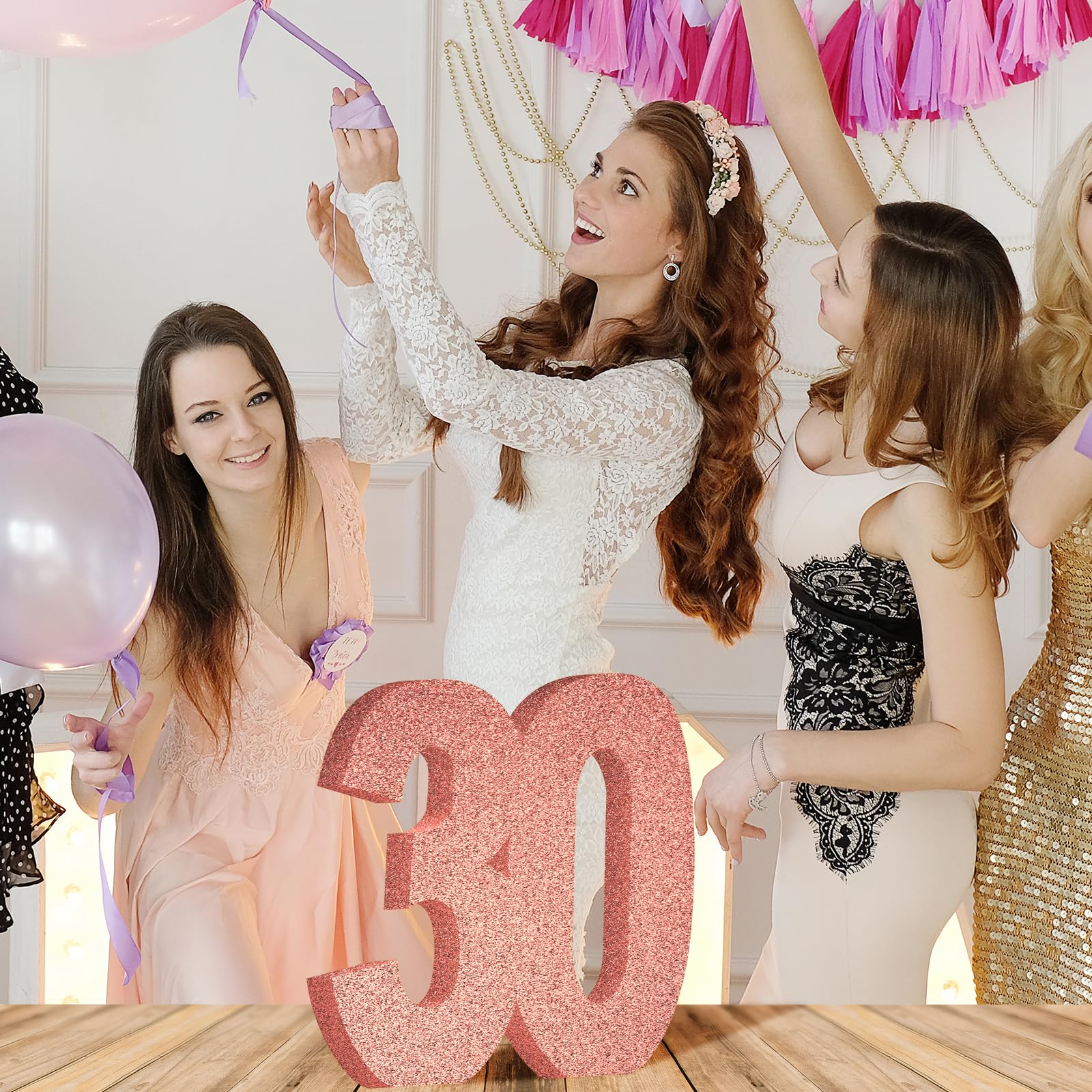 30th Birthday Decorations for Women,30th Anniversary Decorations,Rose Gold Glitter 30th Birthday Party Centerpieces for Table Decorations,30 Table Topper Decor