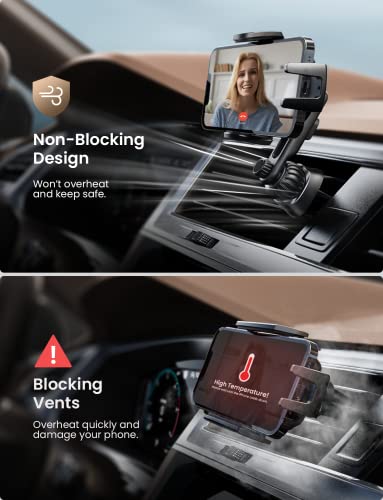LISEN Phone Mount for Car [Enjoy Never Blocking] Universal Car Phone Holder Mount [Easily Install] Cell Phone Holder for Car [2 Mounting Options] Compatible for iPhone 14 13 Pro Samsung All Phones