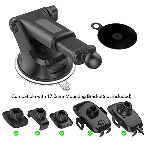 OQTIQ Replacement Suction Cup Mount Part, with Replacement Dashboard Pad Disc, 17.2mm Ball Joint Suction Cup with Adhesive Mounting Disk for Phone Mount Holder, Magnetic Mount, Windshield/GPS