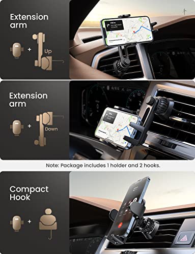 LISEN Phone Mount for Car [Enjoy Never Blocking] Universal Car Phone Holder Mount [Easily Install] Cell Phone Holder for Car [2 Mounting Options] Compatible for iPhone 14 13 Pro Samsung All Phones