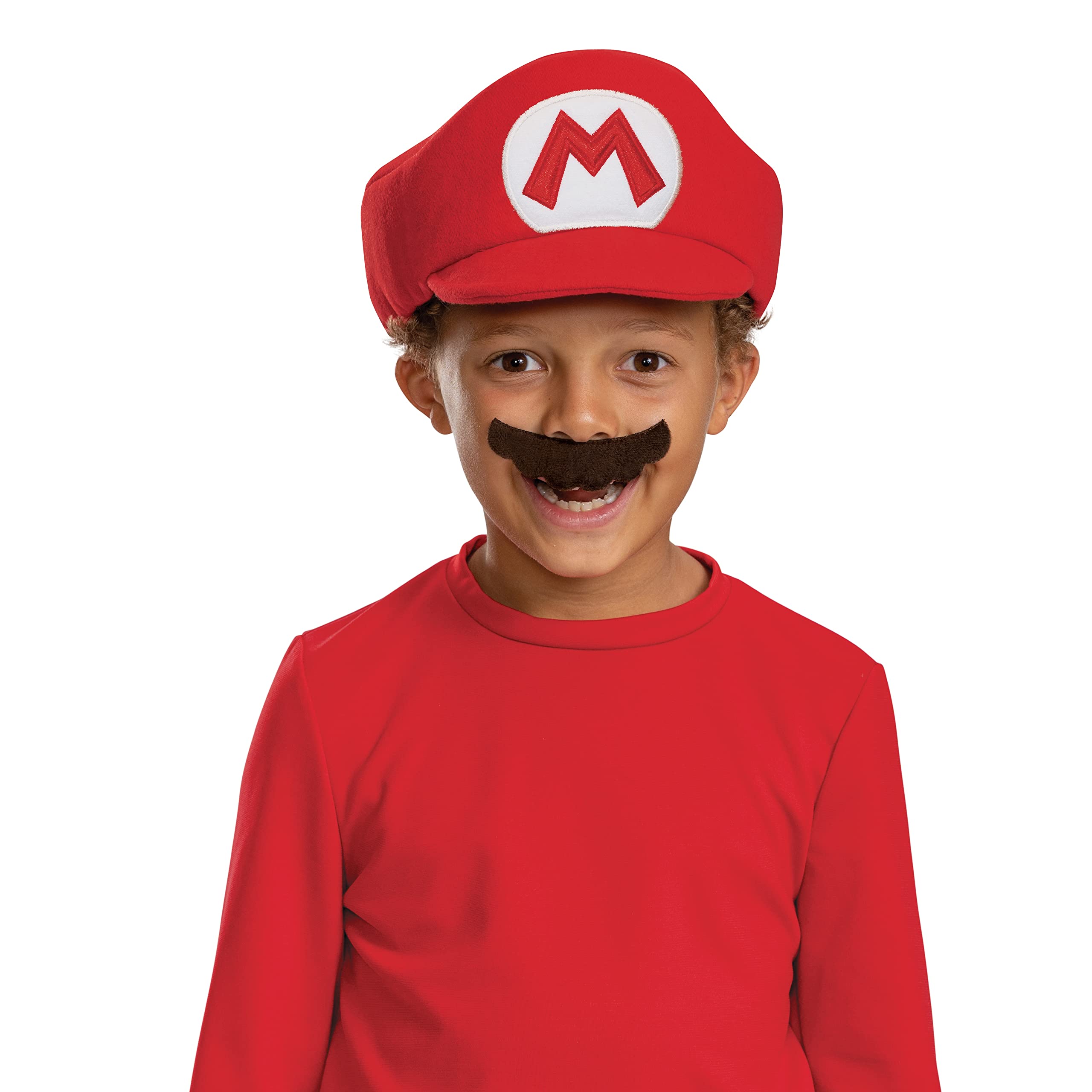 Disguise Mario Hat and Mustache Costume Set, Official Super Mario Bros Costume Accessories for Kids, One Size