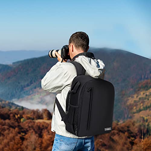 Cwatcun Camera Backpack with Extra Storage, DSLR SLR Water Resistant Camera Bag with 15.6" Laptop Compartment Fits Canon Nikon Sony Camera, Camera Case with Tripod Holder for Women Men Photographer