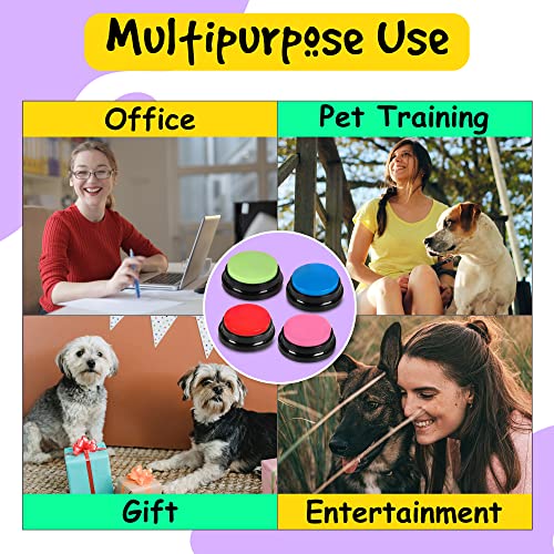 SUHSAI Dog Buttons for Communication, Pet Training Buzzer 30 Second Records & Playback, Voice Recorder and Speaking Button, Dog Talking Button for Pet, Cat, Dog (Pack of 4)