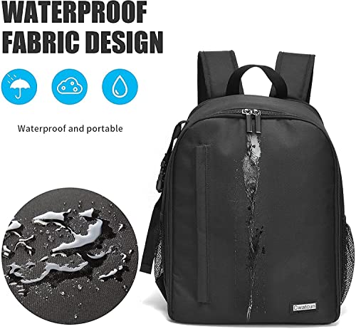Cwatcun Camera Backpack with Extra Storage, DSLR SLR Water Resistant Camera Bag with 15.6" Laptop Compartment Fits Canon Nikon Sony Camera, Camera Case with Tripod Holder for Women Men Photographer