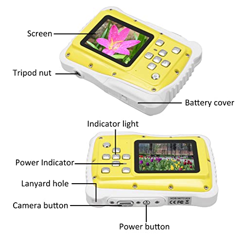Shanrya 12MP Kids Camera, Compact HD Digital Camera for Toy for Gift(Yellow)