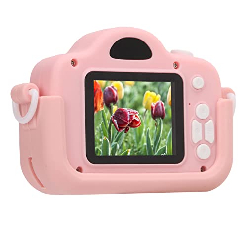SALUTUY Cartoon Digital Camera, Music Play Anti Skid Built in Puzzle Games 16 Filters Toddler Camera for Gift for Taking Pictures Recording(Pink)