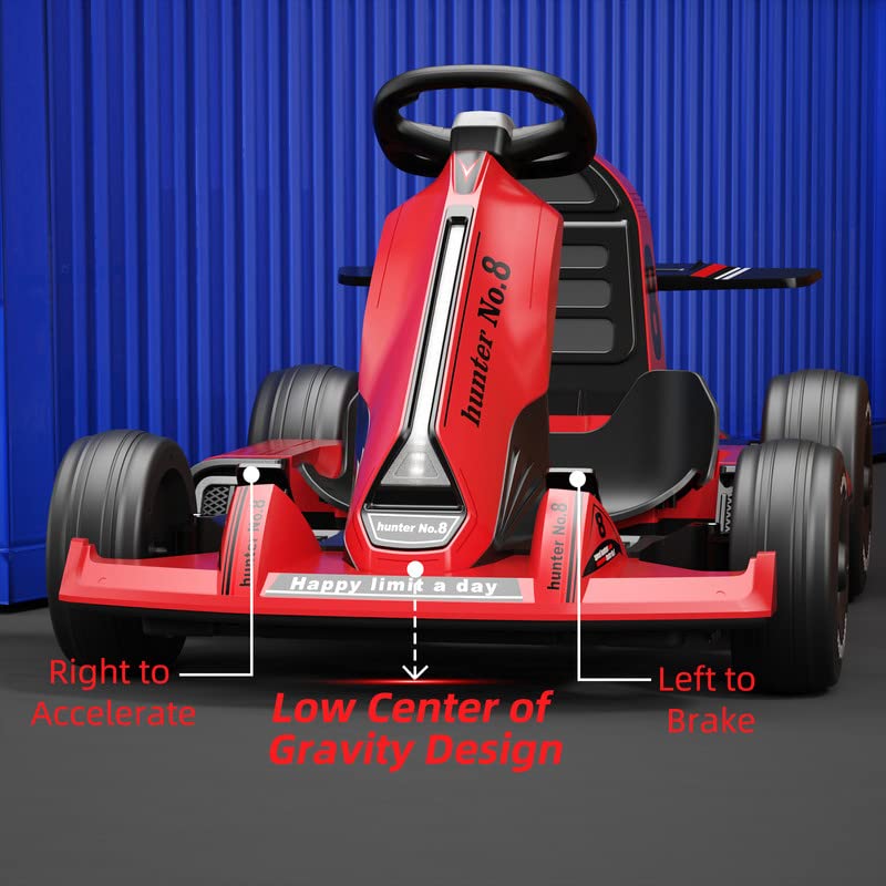 KORIMEFA Go Kart for Kids Go Carts for Kids Ages 4-8 Kids Pedal Go Kart Big Wheels for Kids Boys Girls with Bluetooth/Fm Adjustable& Remote Control